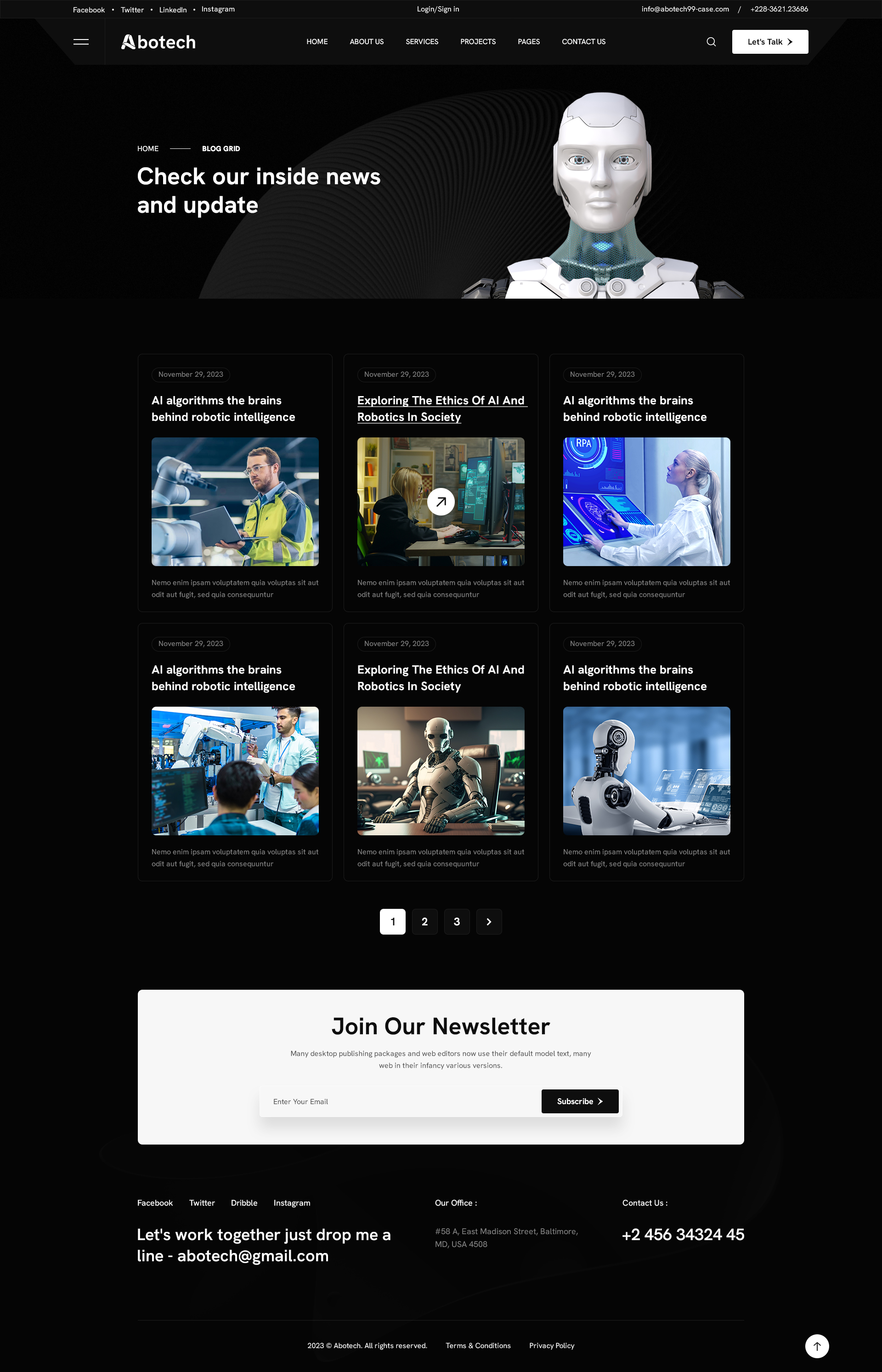 Abotech - Artificial Intelligence & Robotics PSD Template. by Wildstone-Theme